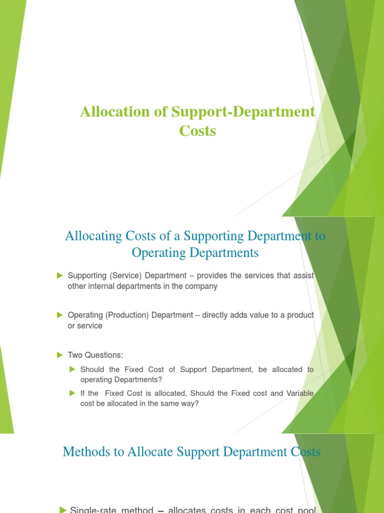 Support Department Cost Allocation Methods | PDF | Machining | Engineering