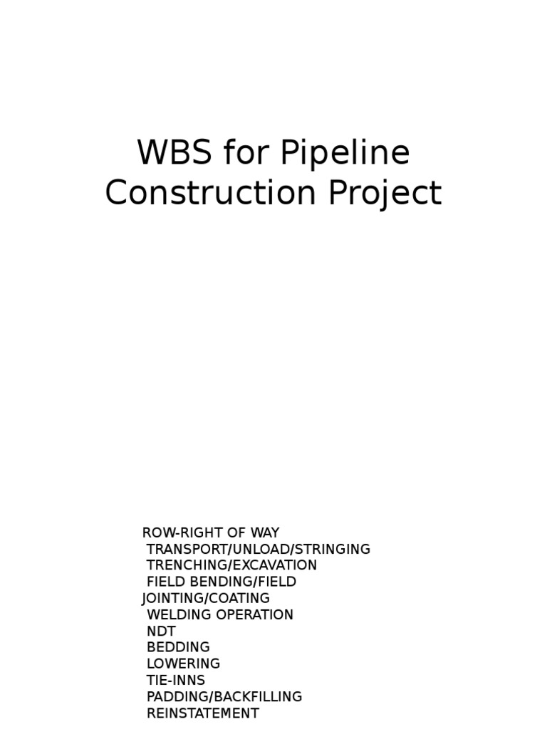 WBS For Pipelin | PDF | Pump | Energy Technology