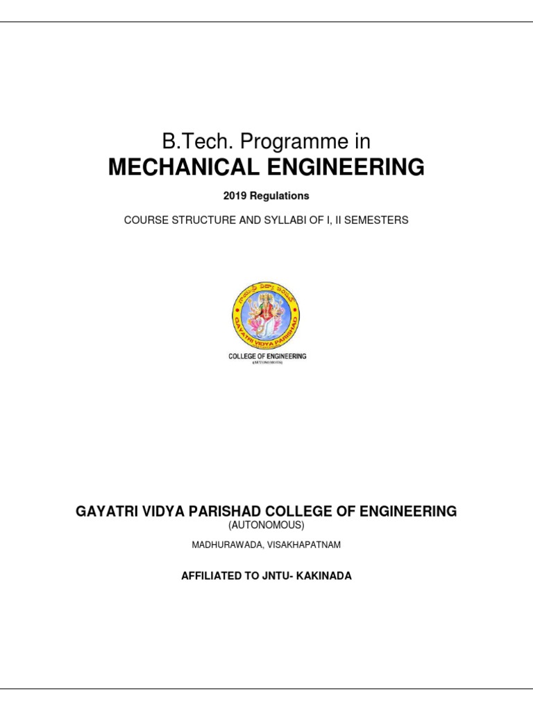 B.Tech Mechanical Engineering Syllabus 2019 | PDF | C (Programming ...
