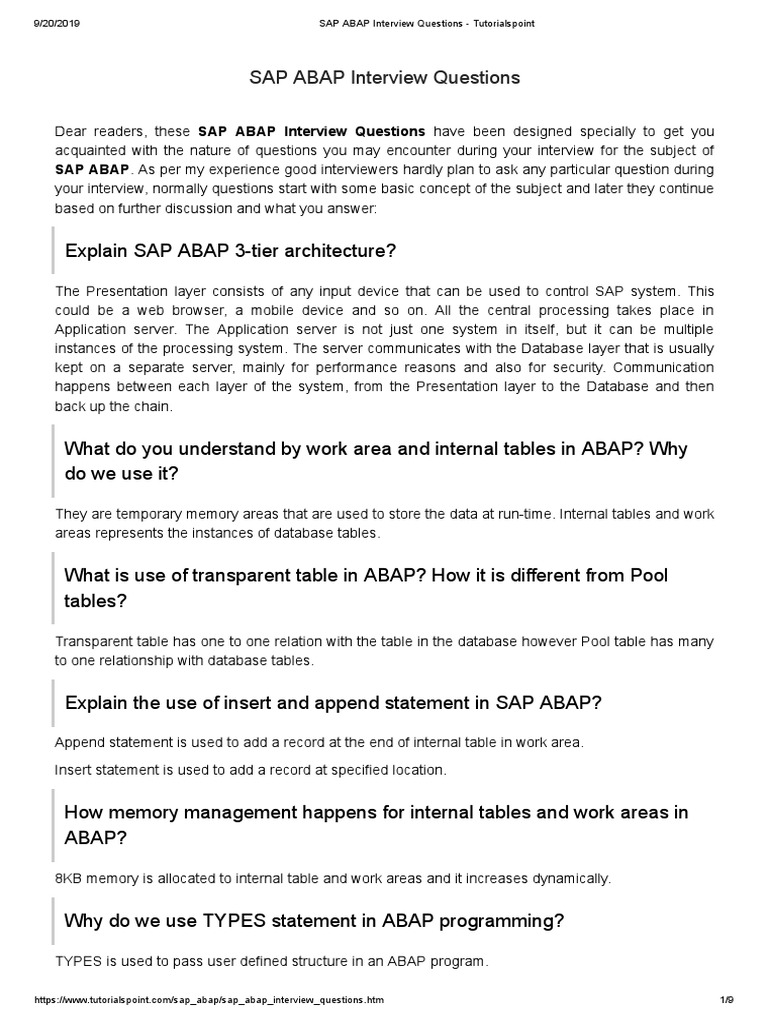 ABAP 005 (Tutorials Point) | PDF | Model–View–Controller | Databases
