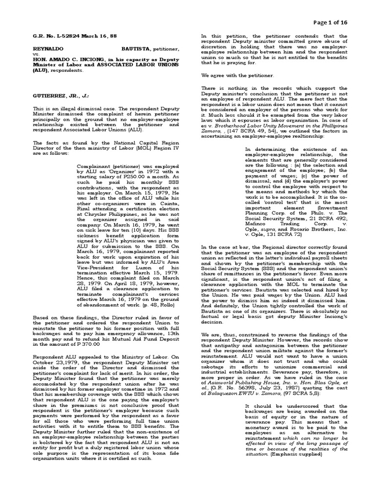 Incomplete New Full Text Cases Labor | PDF | Overtime | Employee Benefits