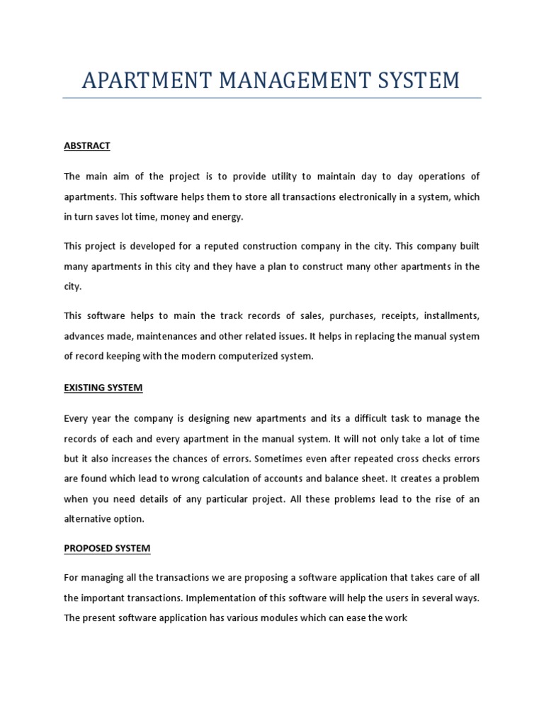 Apartment Management System | PDF | Computer Architecture | System Software