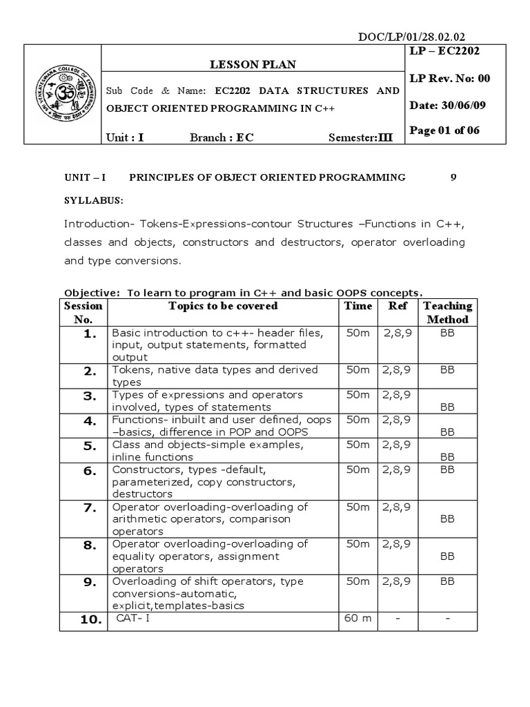 Lesson Plan | PDF | C++ | Method (Computer Programming)