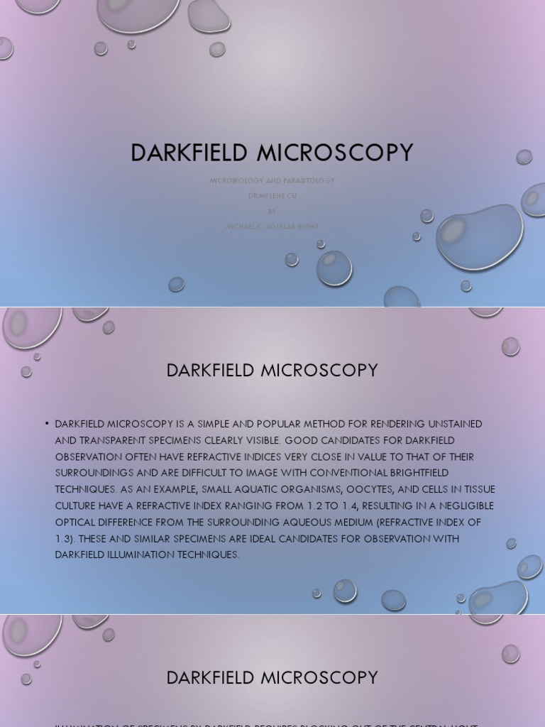 Darkfield Microscopy Techniques | PDF | Microscopy | Optics