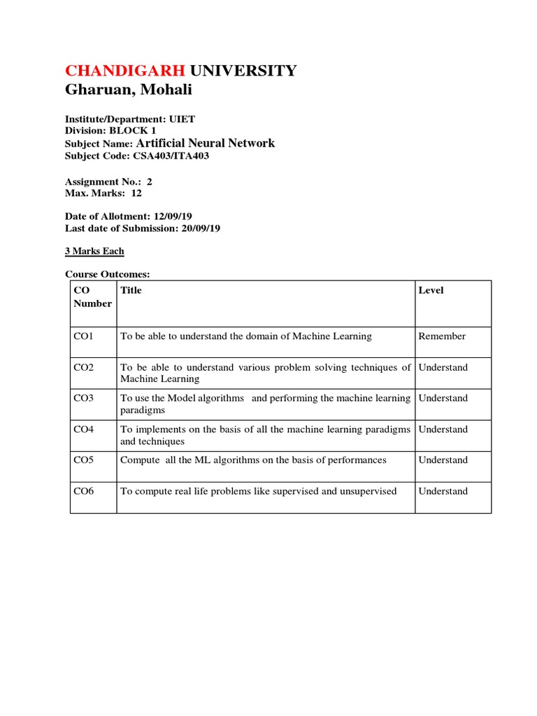 Chandigarh: University Gharuan, Mohali | PDF | Artificial Neural Network | Machine Learning