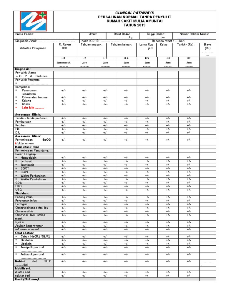 CLINICAL PATHWAY Persalinan-Normal | PDF