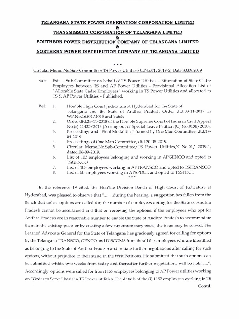 Provisional Allocation of State Cadre Employees | PDF | Cinema Of India
