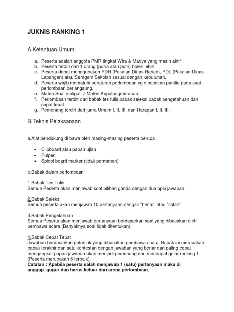 Juknis Ranking 1 | PDF