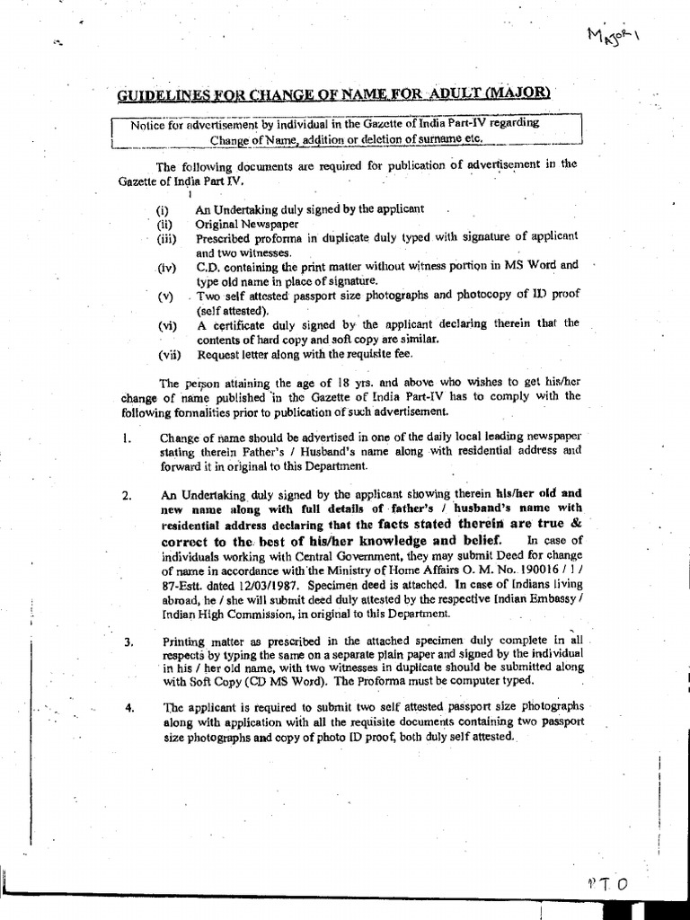 Guidelines For Change of Name Adult | PDF | Newspapers | Government