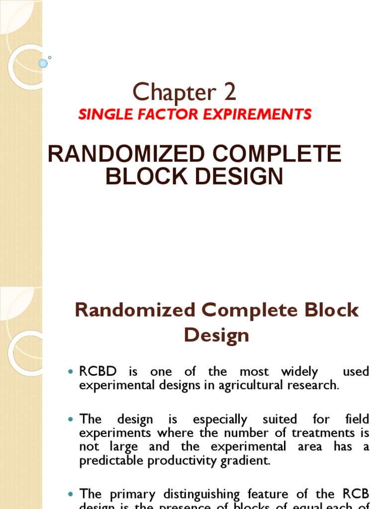 Lecture 3 Single Factor Experiments - RCBD PDF | PDF | Analysis Of Variance | Variance