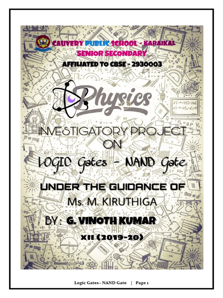 Nand Gate - Logic Gates - Physics Investigatory Project For Class 12 ...