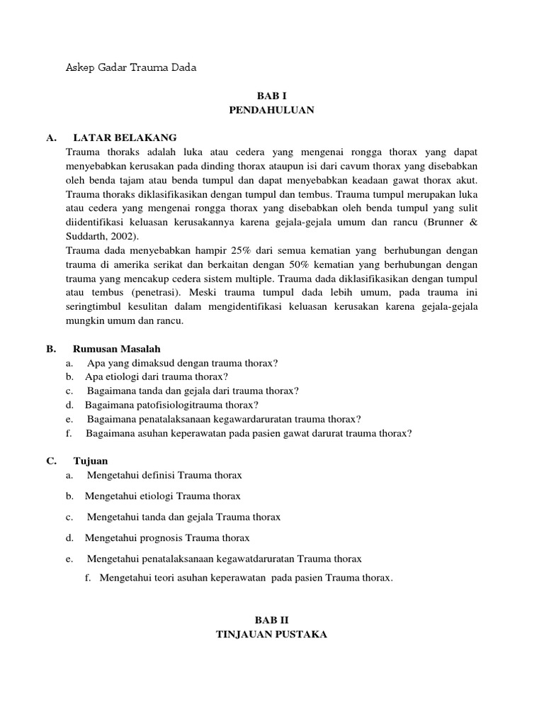Askep Gadar Trauma Dada | PDF | Seni | Kesehatan Holistik