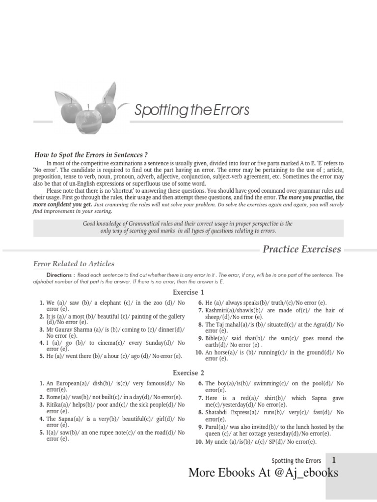 Arihant Errors Spotting @aj - Ebooks | PDF | Verb | Syntactic Relationships