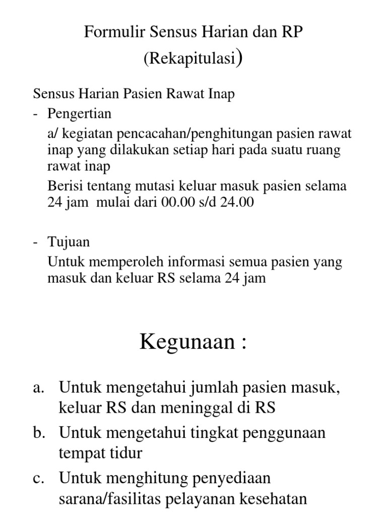 Formulir Sensus Harian Pasien Inap | PDF