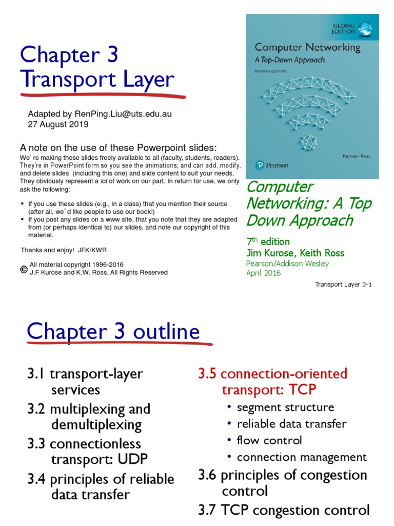 Transport Layer: Computer Networking: A Top Down Approach | PDF | Transmission Control Protocol ...