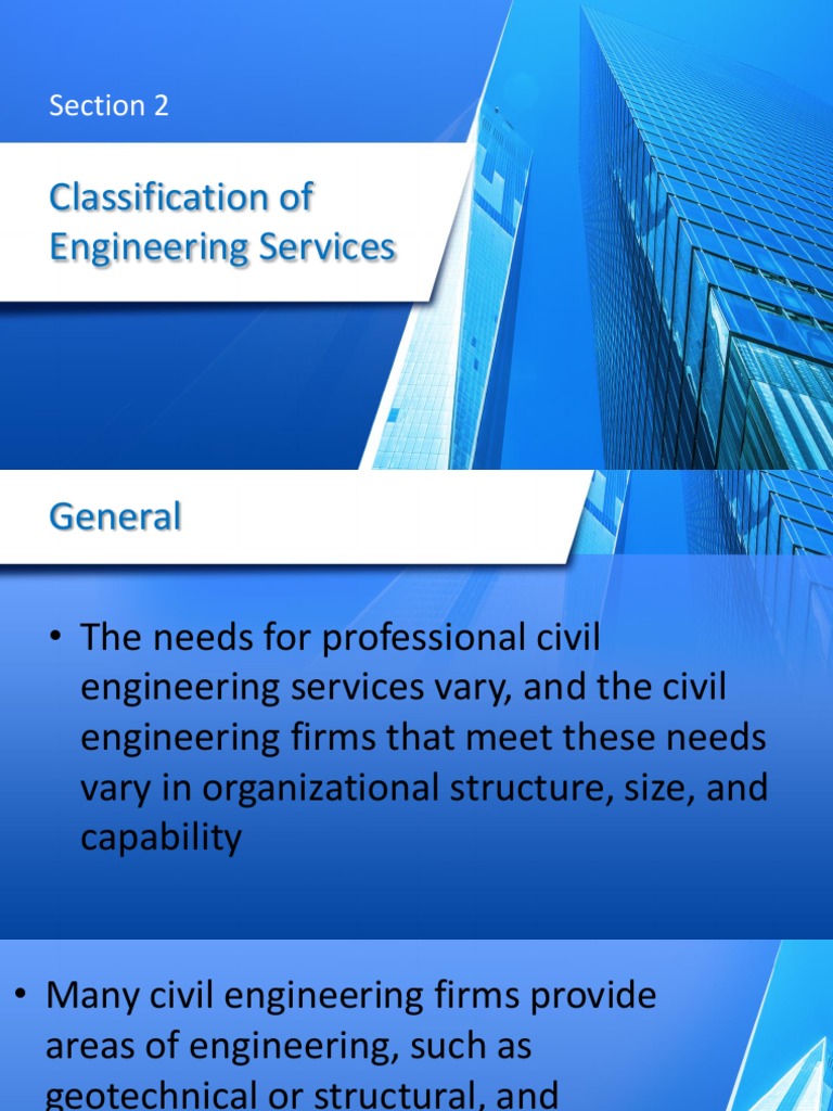 Classification of Engineering Services: Section 2 | Civil Engineering ...