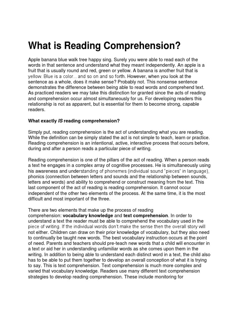 What Is Reading Comprehension | PDF | Reading Comprehension | Communication