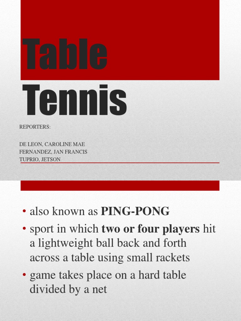 Table Tennis | PDF | Table Tennis | Racquet Sports