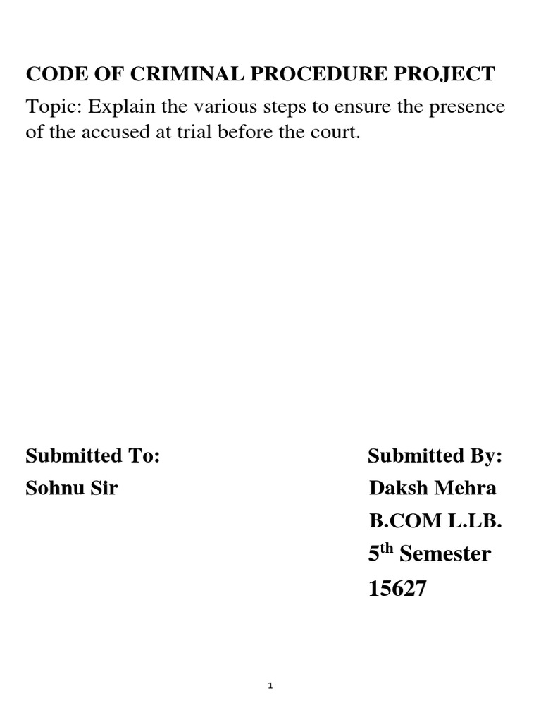 CRPC Project | PDF | Bail | Arrest