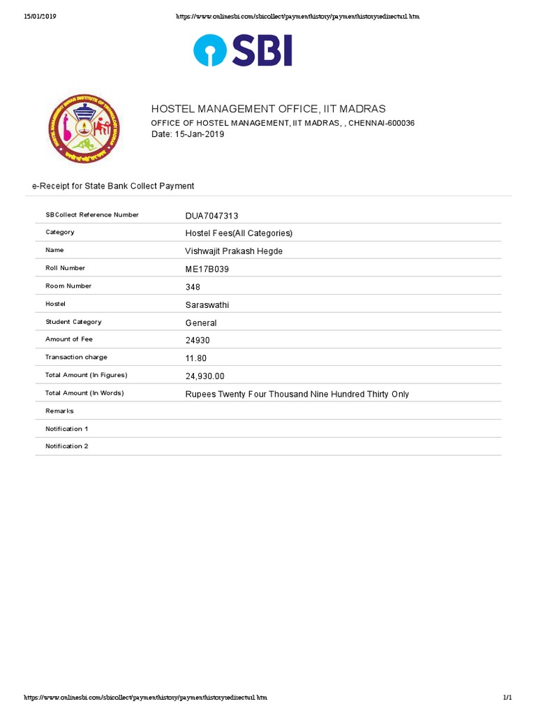 Hostel Fee Payment | PDF