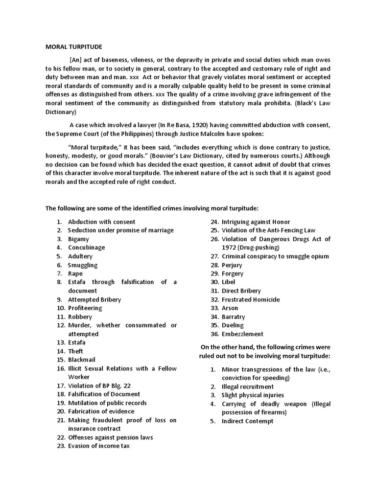 Moral Turpitude | PDF | Moral Turpitude | Crime & Violence