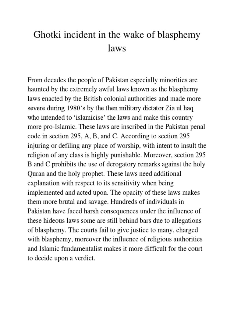 Blasphemy Laws and The Ghotki Incident | PDF | Blasphemy | Pakistan