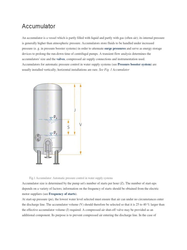Accumulator Sizing For Water System | PDF | Pump | Pressure