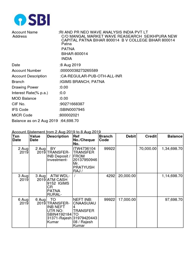 Bank Statement PDF | PDF | Debits And Credits | Automated Teller Machine