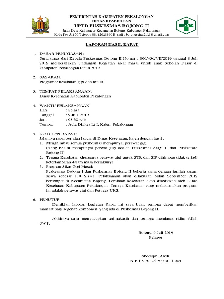 Laporan Hasil Rapat 2019 | PDF