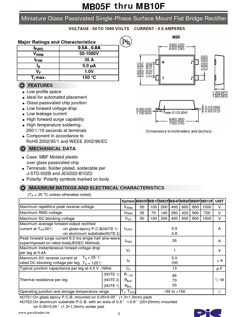 MB10F | PDF | Rectifier | Printed Circuit Board