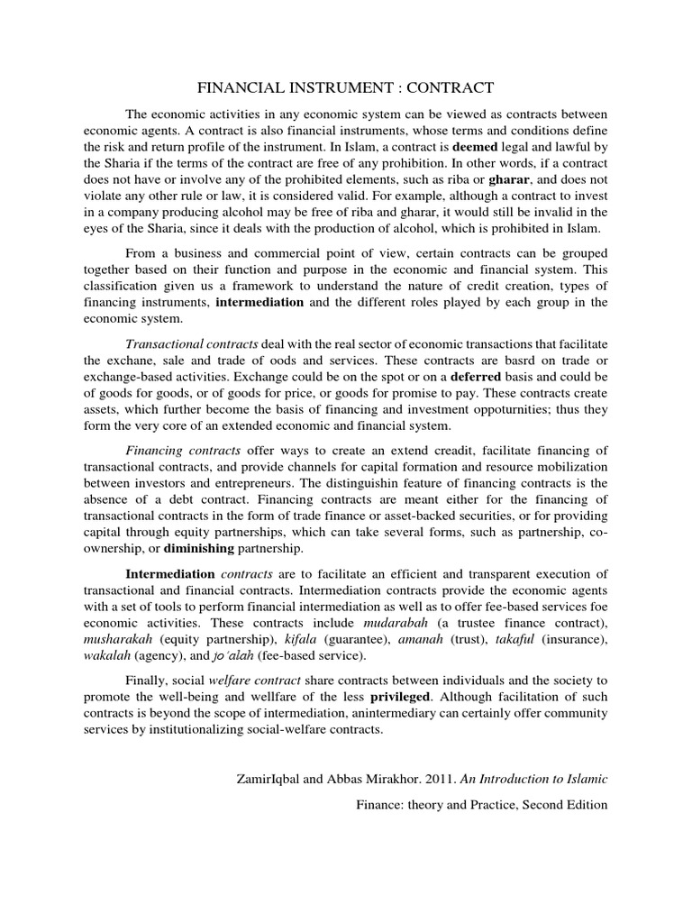 Financial Instrument: Contract | PDF | Credit | Finance & Money Management