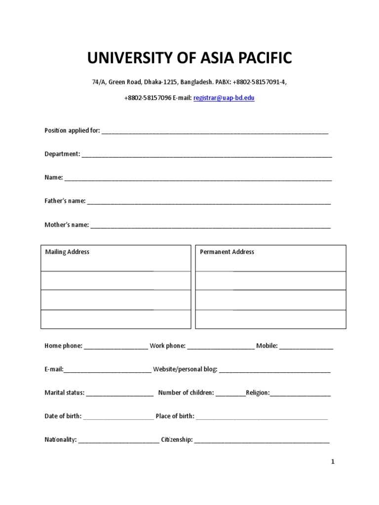 UAP CV Format | PDF | Vocational Education | Educational Assessment And ...