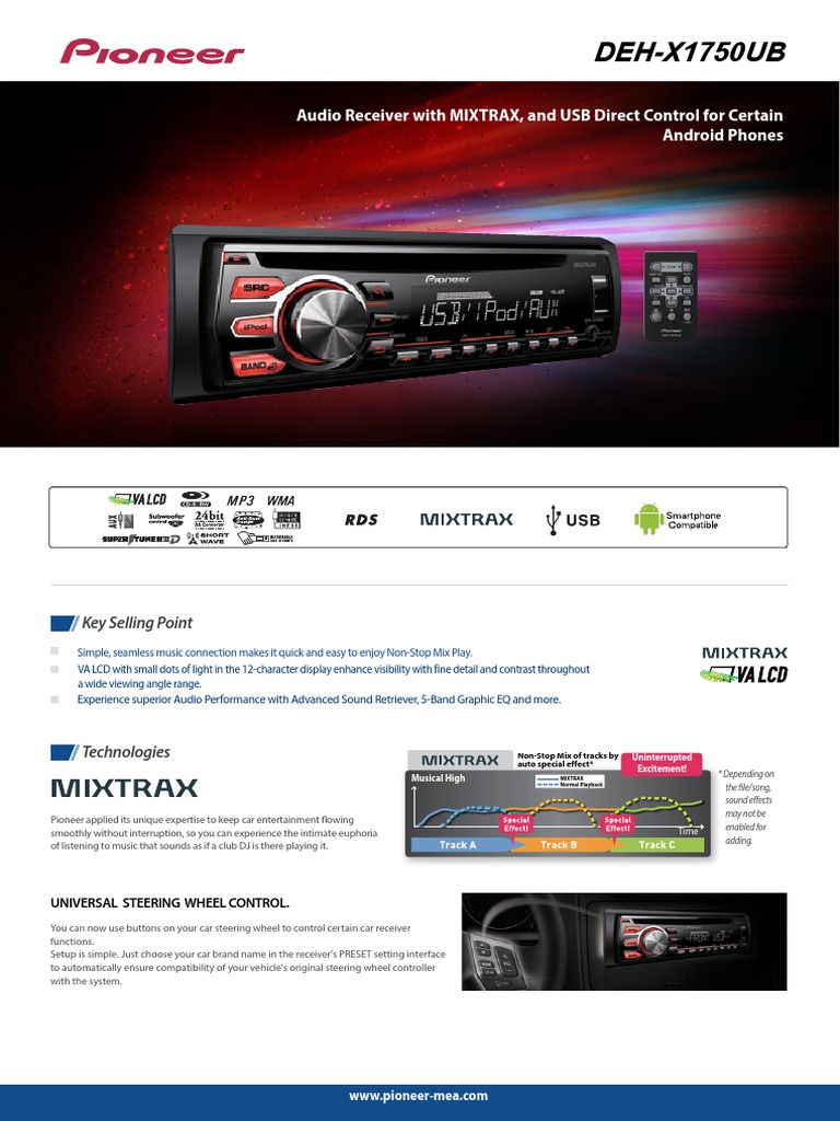 Car Audio DEH X1750UB PDF | PDF | Compact Disc | Equalization (Audio)