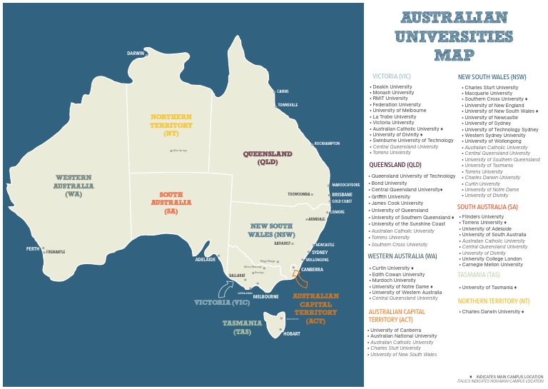 Australian Universities Location Map | PDF | New South Wales | Australia