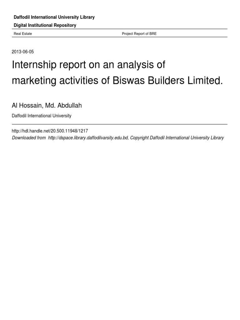 Internship Report On An Analysis of Marketing Activities of Biswas ...