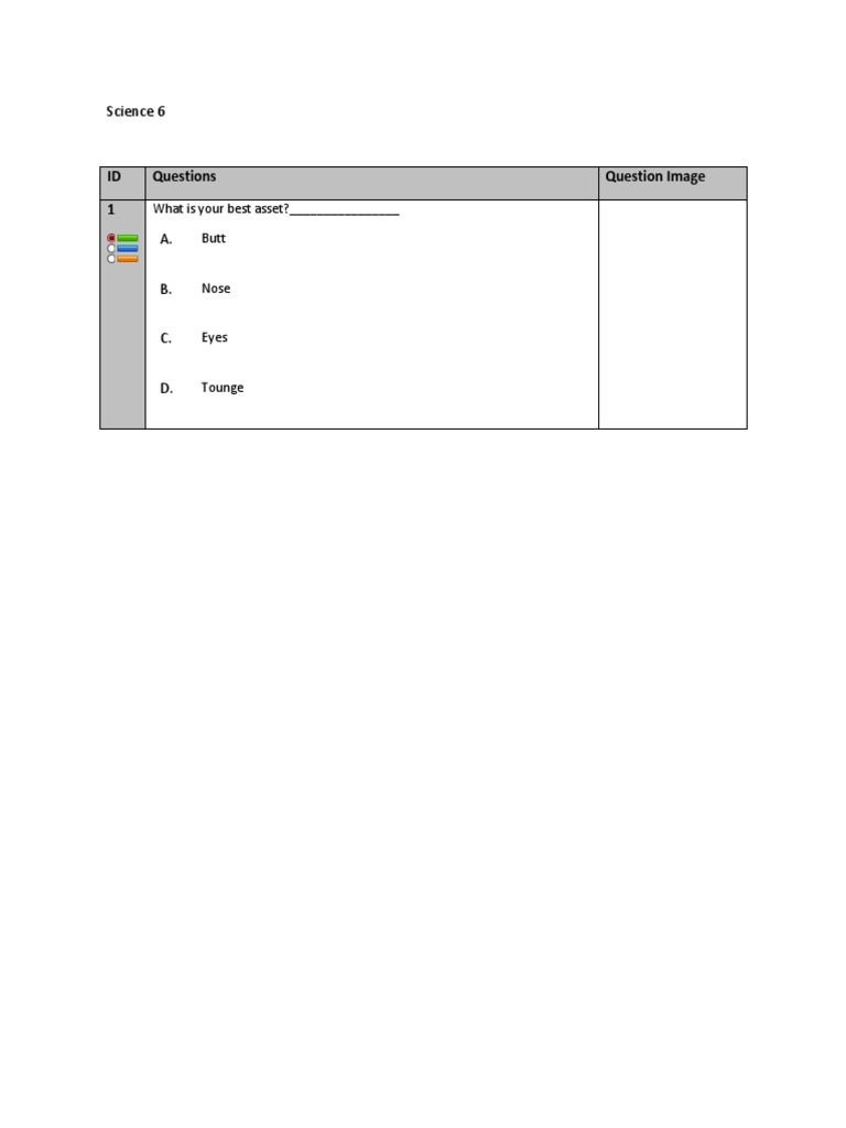 ID Questions Question Image 1: Science 6 | PDF | Self-Improvement ...