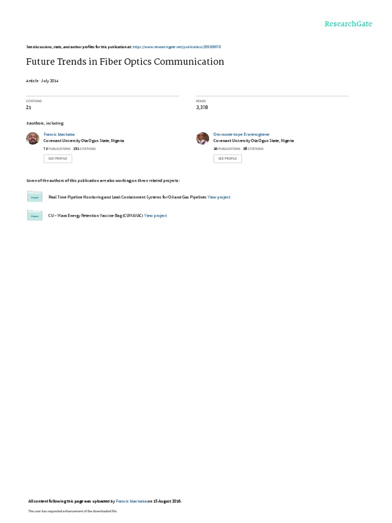 Future Trends in Fiber Optics Communication | PDF | Telecommunication ...