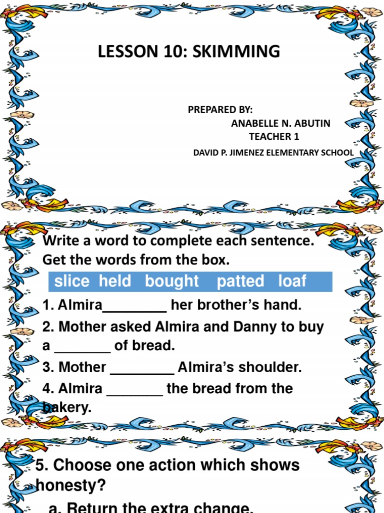 Skimming Lesson | PDF