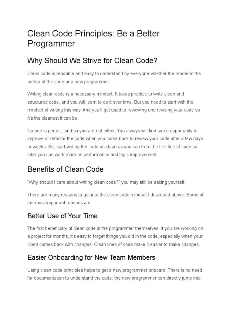 Clean Codeprinciples | PDF | Software Bug | Variable (Computer Science)