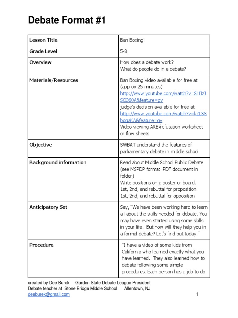 Debate Format #1: Lesson Title Grade Level | PDF | Education Theory ...