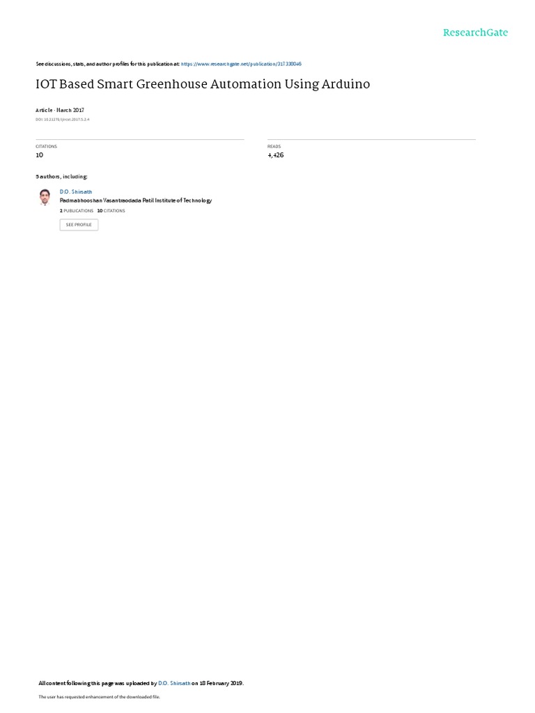 IOT Based Smart Greenhouse Automation Using Arduino: March 2017 | Download Free PDF | Internet ...