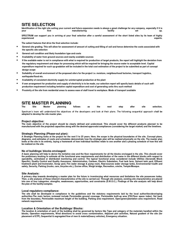 Site Selection and Master Planning Guide | PDF | Road | Strategic Planning