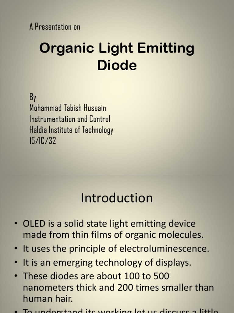 Organic Light Emitting Diode | PDF | Oled | Cathode