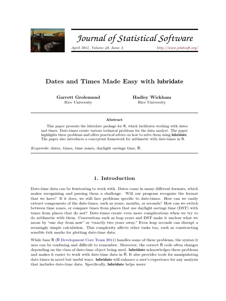Simplifying Date-Time in R with lubridate | PDF | Teaching Methods ...