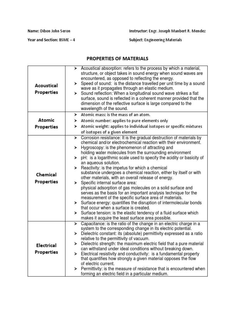 Seatwork in Engmat | PDF | Deformation (Engineering) | Plasticity (Physics)