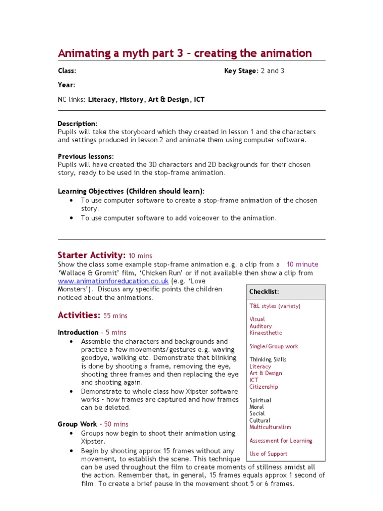 Animating A Myth Part 3 | PDF | Animation | Educational Technology