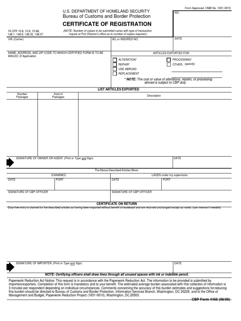 Certicate of Registration | PDF | U.S. Customs And Border Protection ...