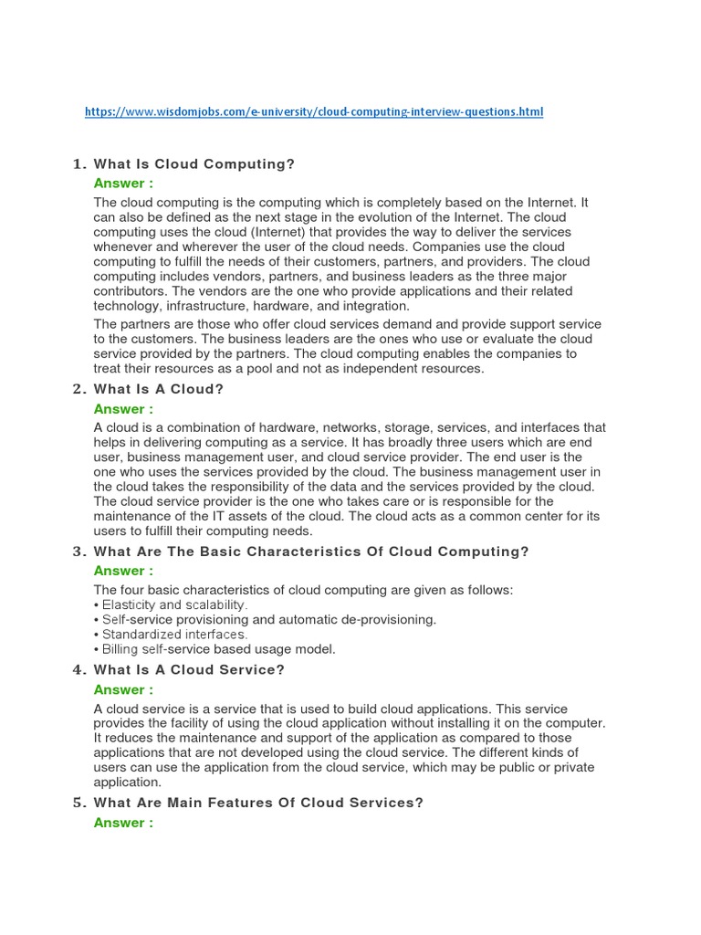 Cloud computing interview questions and answers | PDF | Platform As A ...
