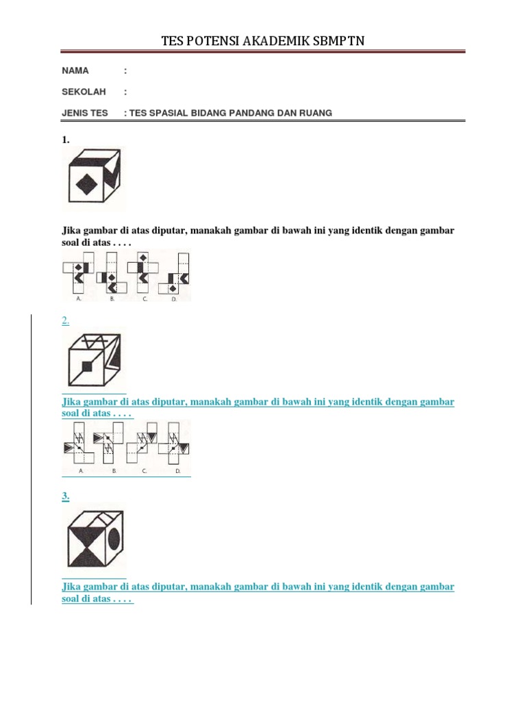 Contoh Soal Tes Spasial TPA SBMPTN | PDF