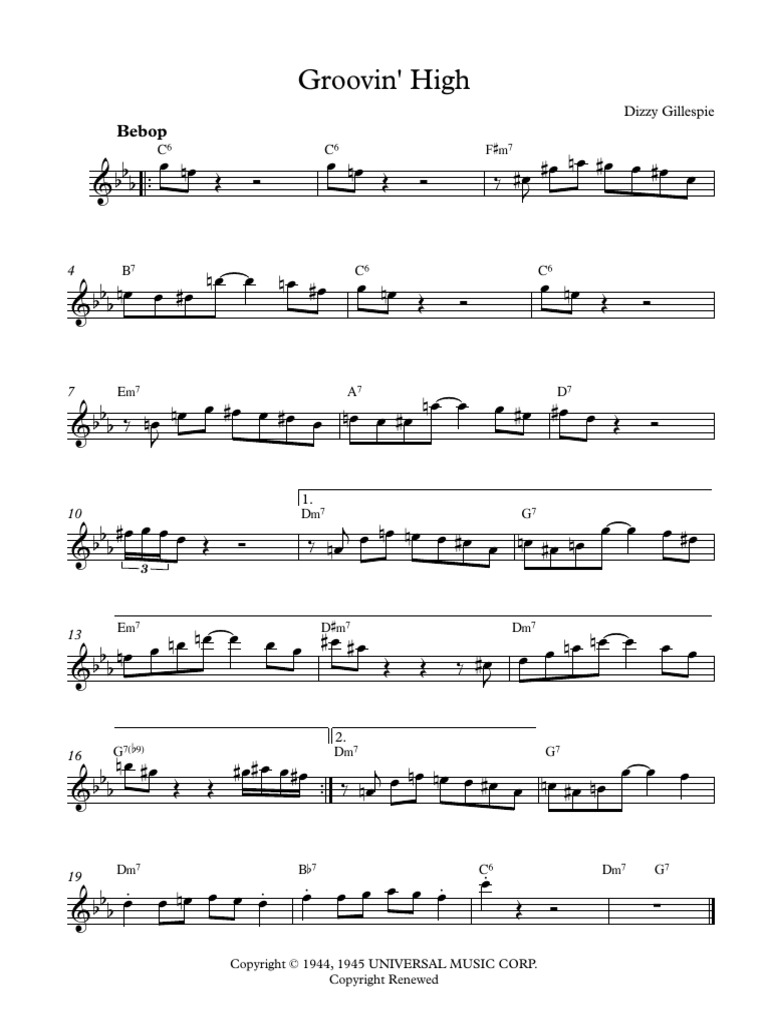 Groovin-High-Eb Lead Sheet PDF | PDF
